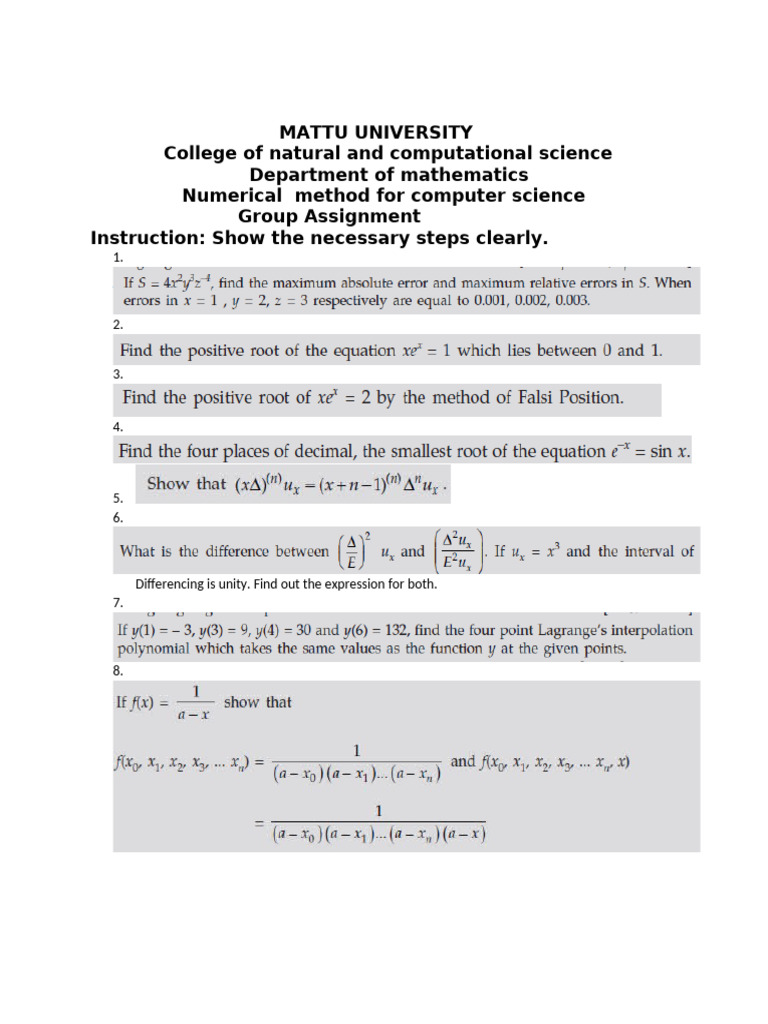 Assigment Of Numerical Method For Comp In 2017 Pdf
