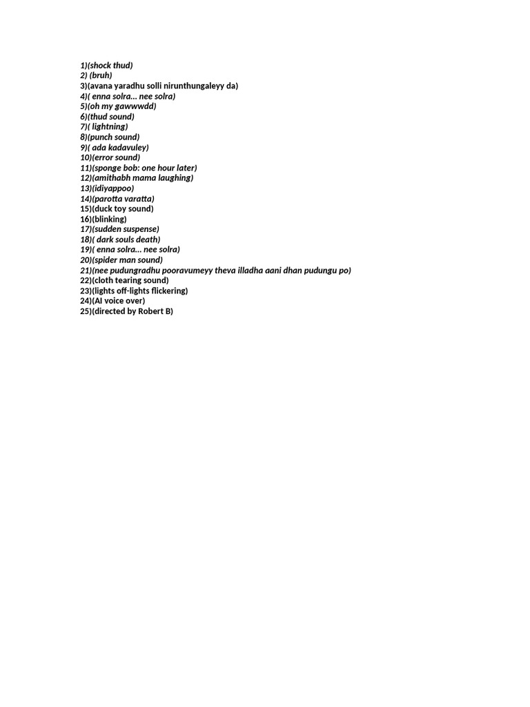 Sound Effects Compilation List | PDF