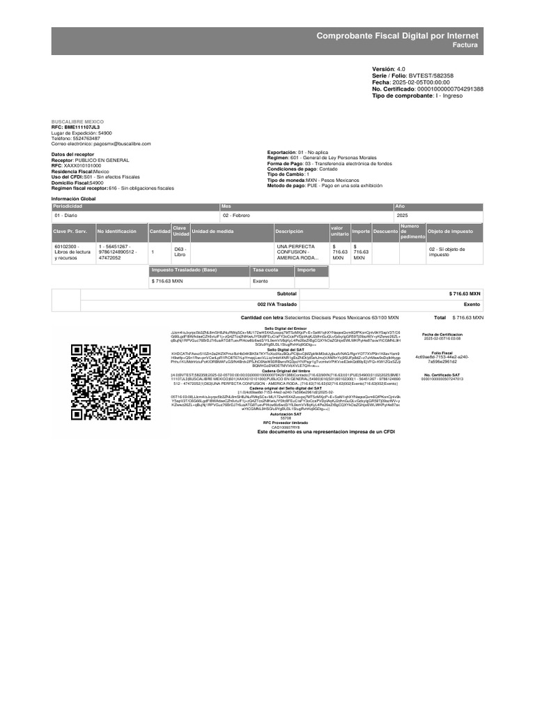 Comprobante Fiscal Digital Por Internet: Buscalibre Mexico | PDF | Peso ...