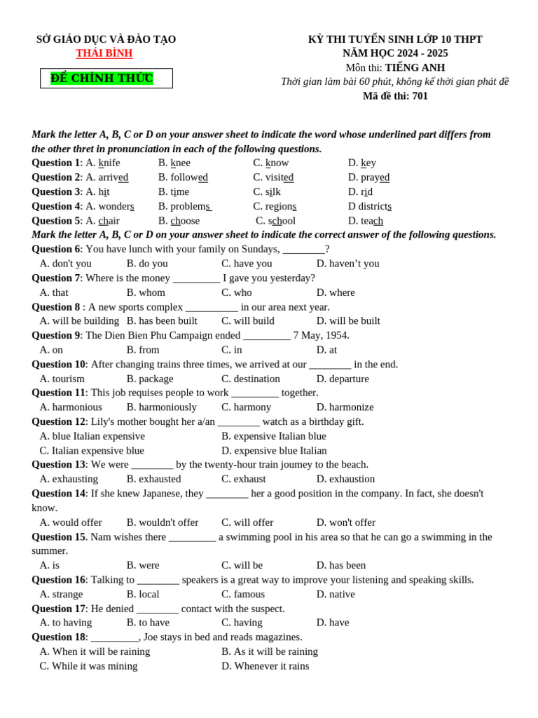 Ä Eì Ì Chiì NH Thuì Ì C Vaì o 10 ThaÌ I BiÌ NH (HS) | PDF | Travel Visa | Baggage