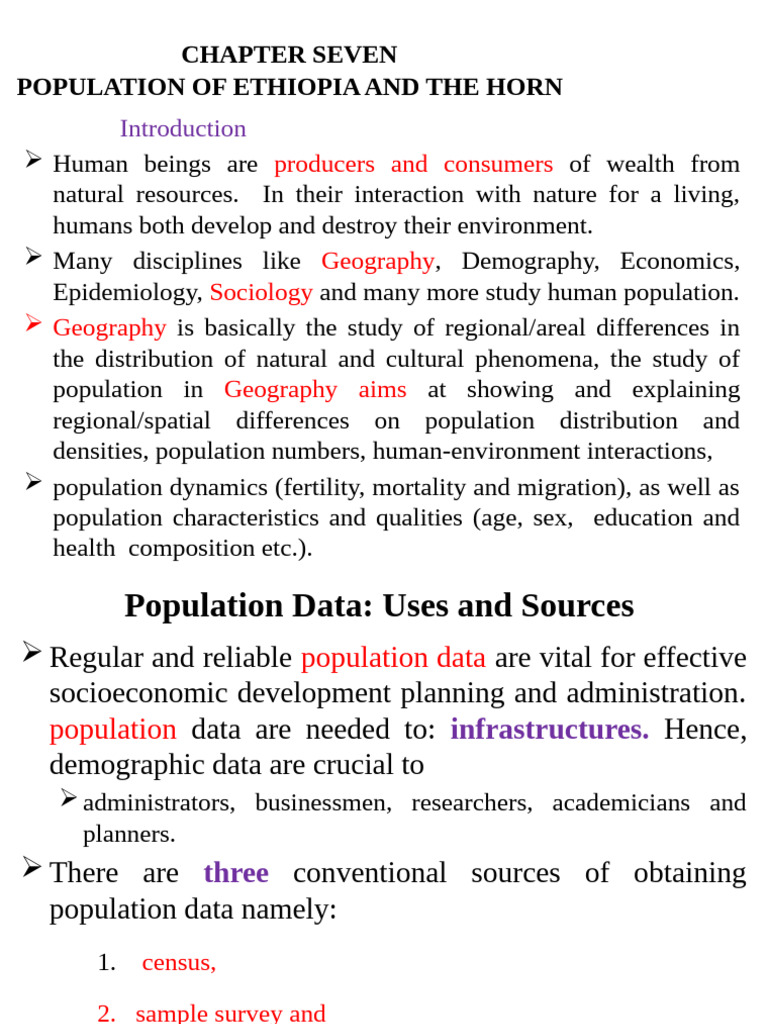 Geo Chapter 7 Population of Ethiopia 2024 | PDF | Total Fertility Rate | Demography