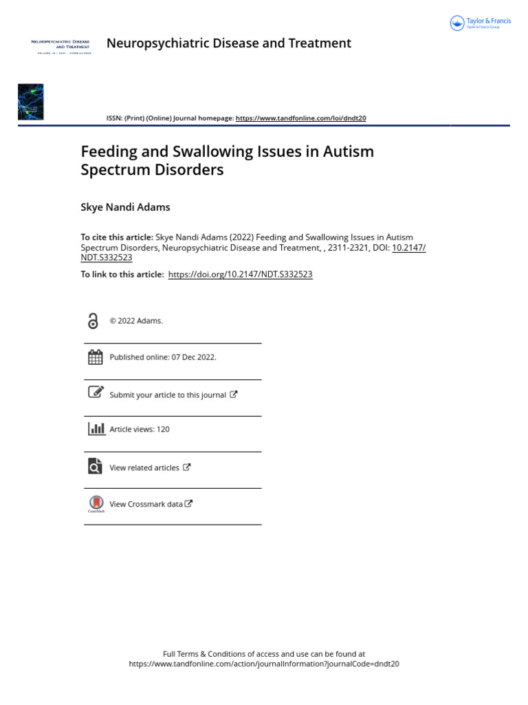 Feeding and Swallowing Issues in Autism Spectrum Disorders | PDF ...
