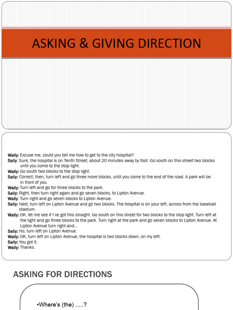 Asking and Giving Direction | PDF | Broadway (Manhattan) | Transport