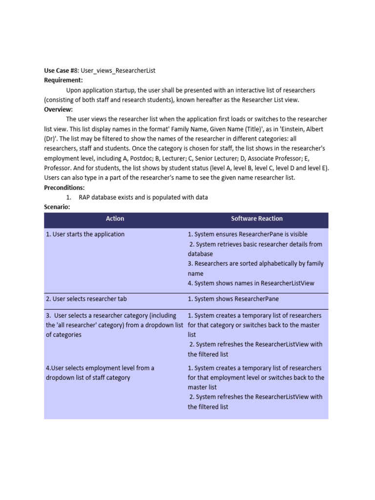 Software Use Case Sample | PDF | Spreadsheet | Use Case
