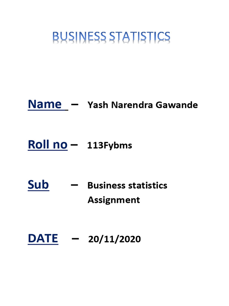 Business Stats Assign' | PDF | Mean | Data