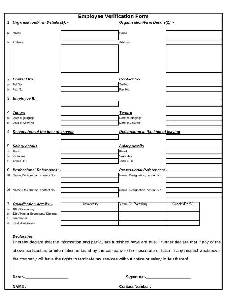 3 Employment Verification Pdf