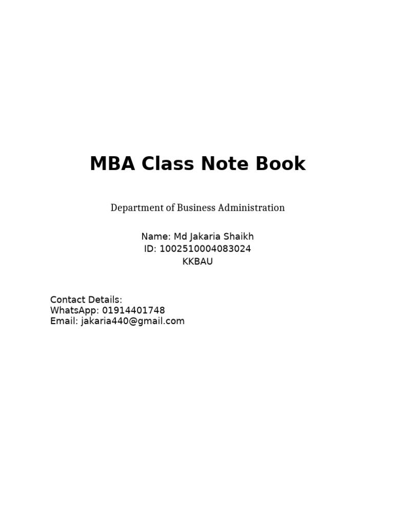 MBA Class Notes for KKBAU Students | PDF