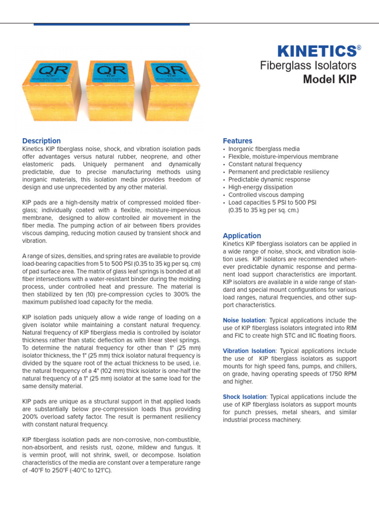 Kinetics: Fiberglass Isolators | PDF | Fiberglass | Mechanical Engineering