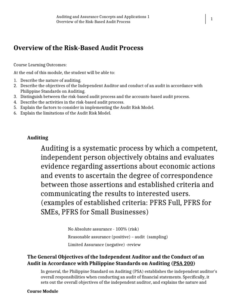 Overview of The Risk Based Audit | PDF | Audit | Auditor's Report