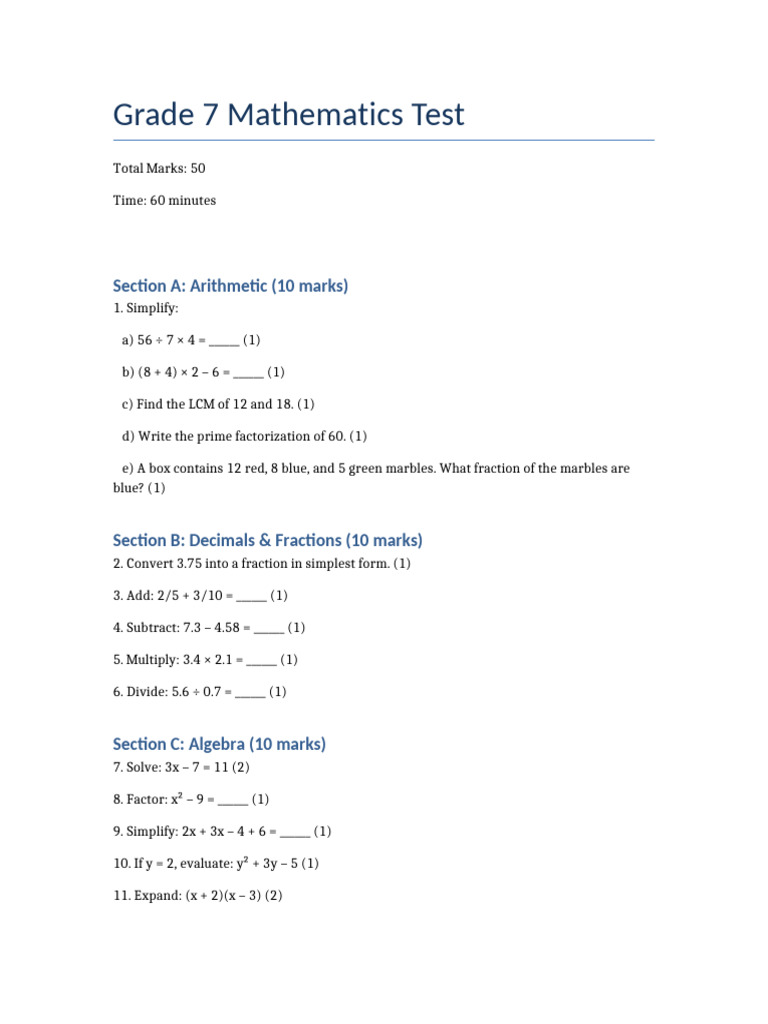 Grade_7_Math_Test | PDF