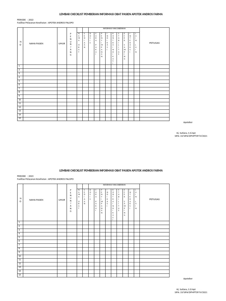 Form. Pio Resep Apotek Andros | PDF