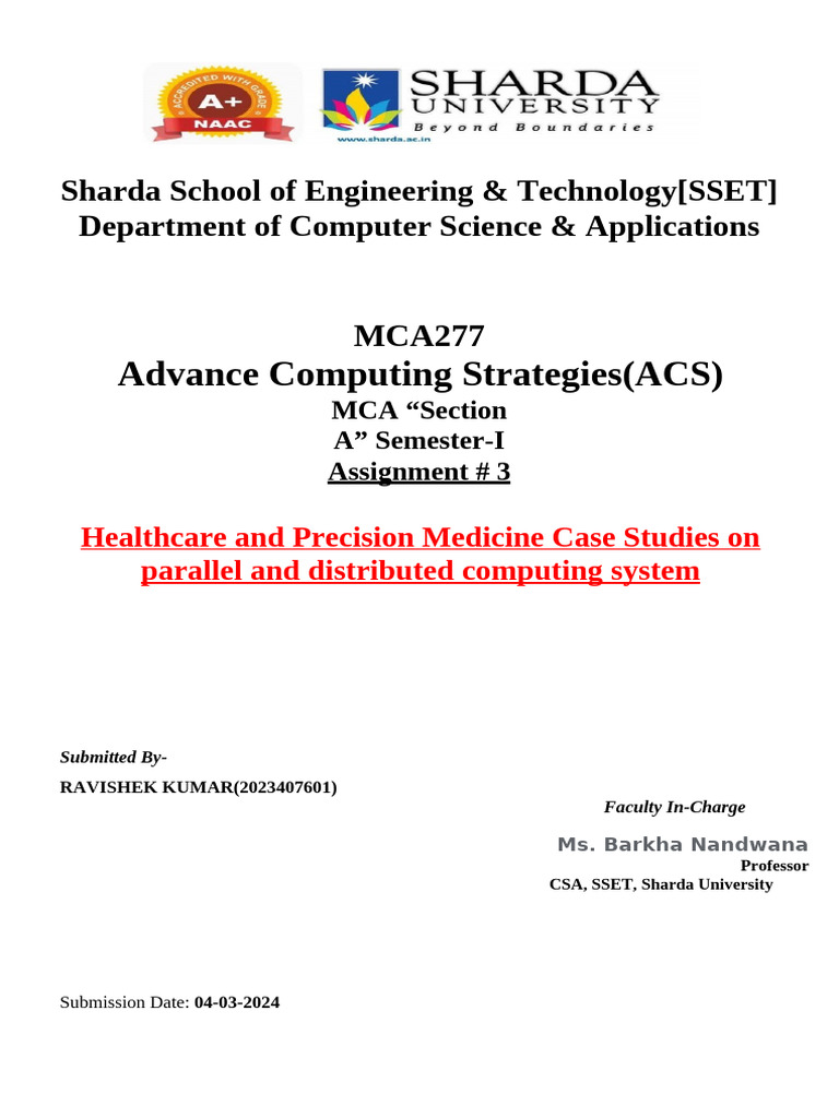 Acs Case Study Ravishek Kumar 2023407601 | PDF | Personalized Medicine | Medicine
