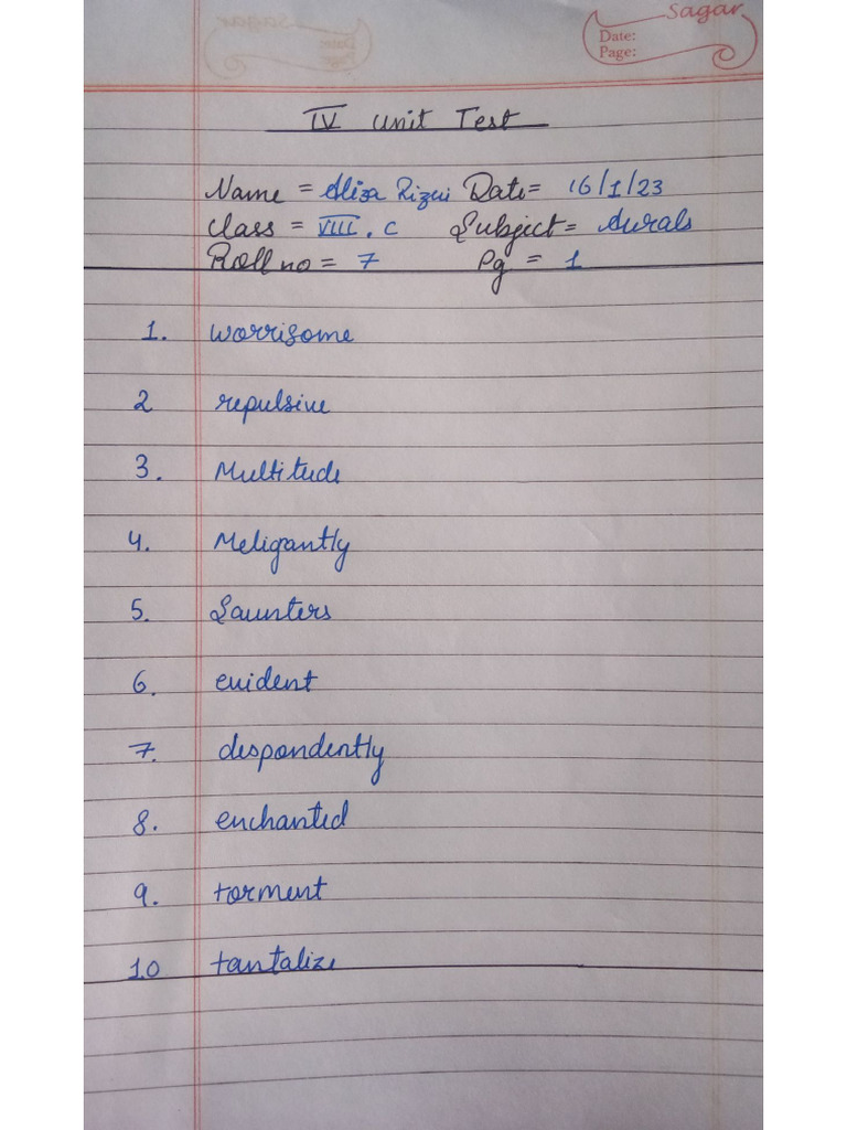 Aliza Rizvi Class 8th.C Roll No.7 Aurals - 012839 | PDF