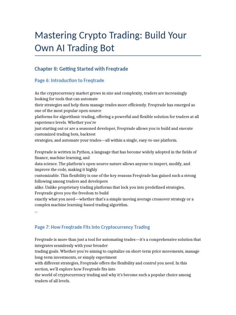 Freqtrade Chapter II Pages 6 To 10 | PDF | Algorithmic Trading | Python (Programming Language)