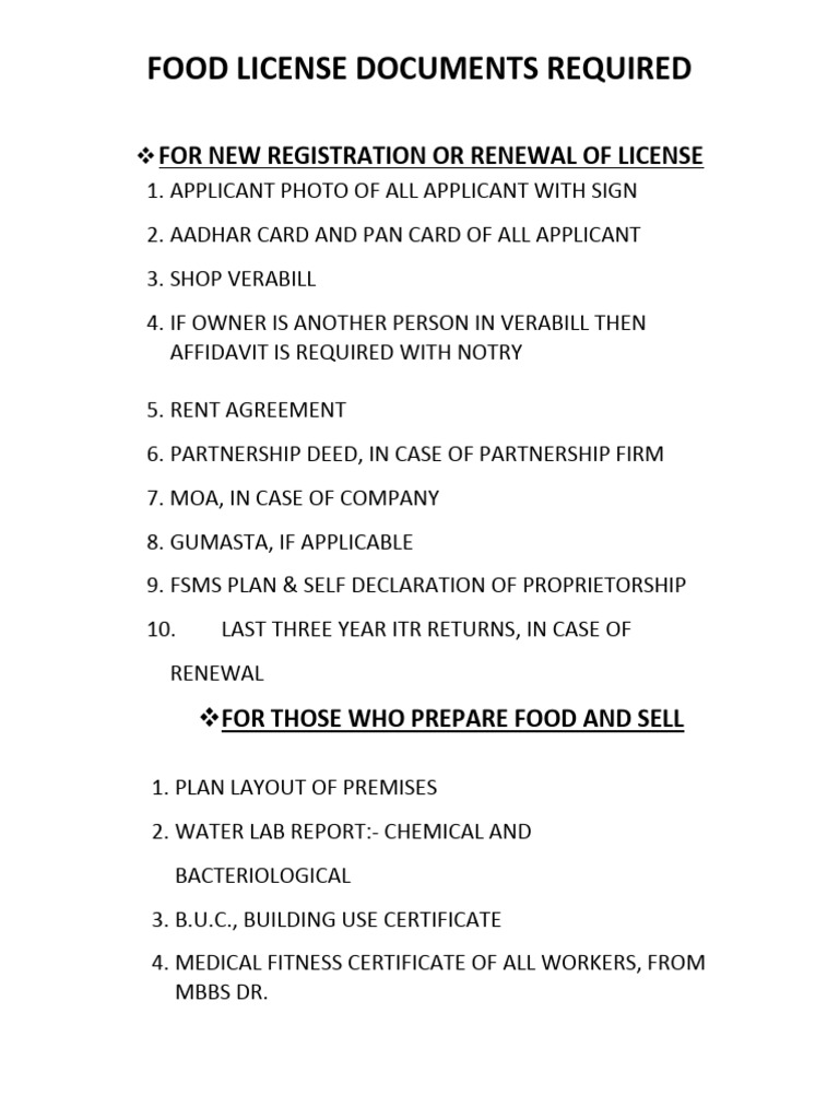 Document Required For Fssai | PDF