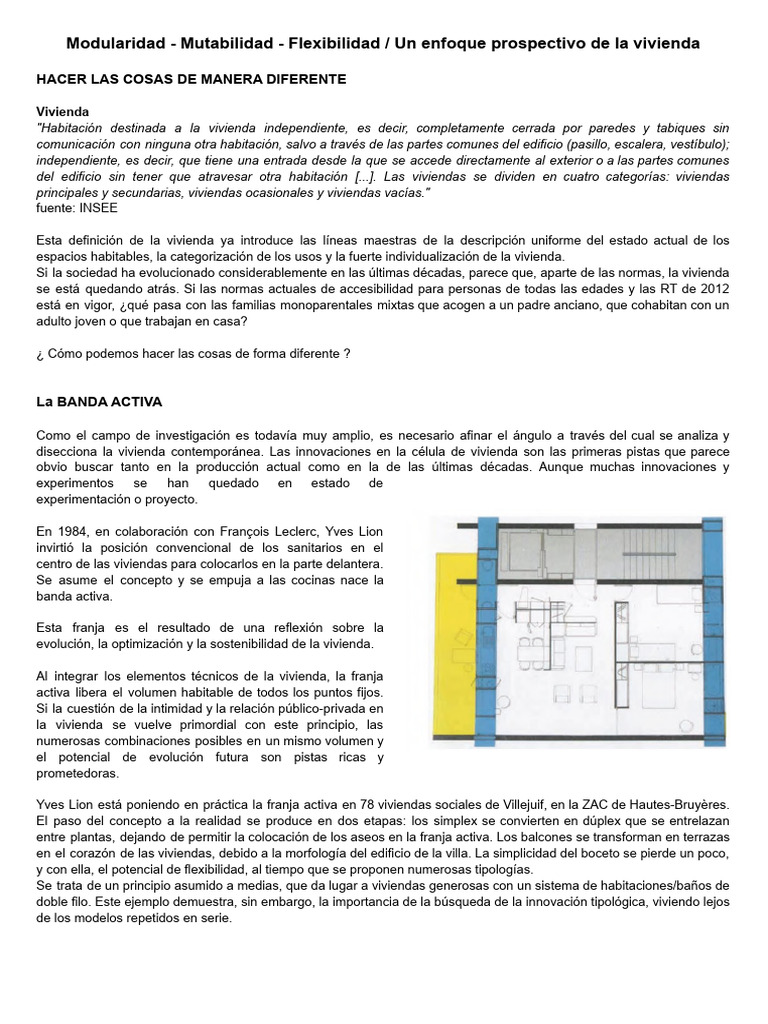 Modularidad Mutabilidad Flexibilidad - Un Enfoque Prospectivo de La Vivienda Min | PDF | Barrio ...