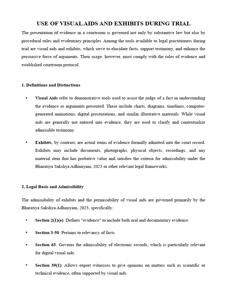 Visual Aids and Exhibits | PDF | Evidence (Law) | Relevance (Law)