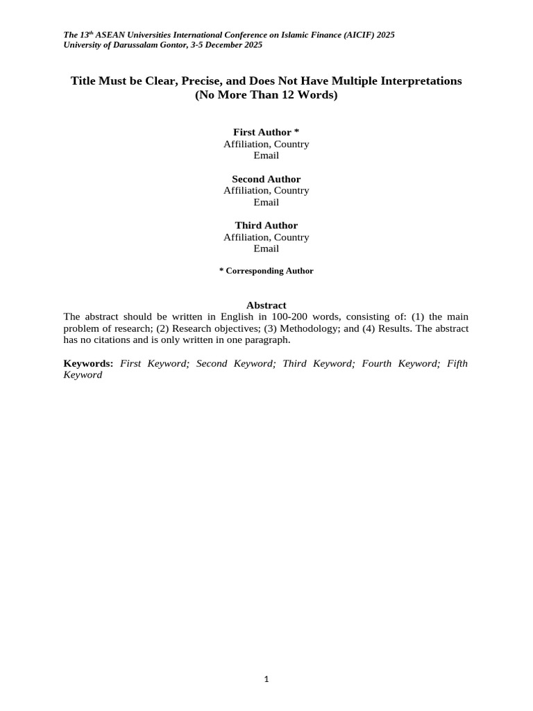 AICIF 2025 Full Paper Template | PDF | Methodology | Typefaces