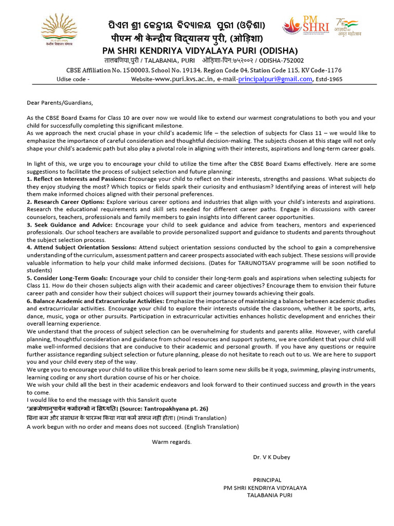 Message To Class 10 Parents | PDF