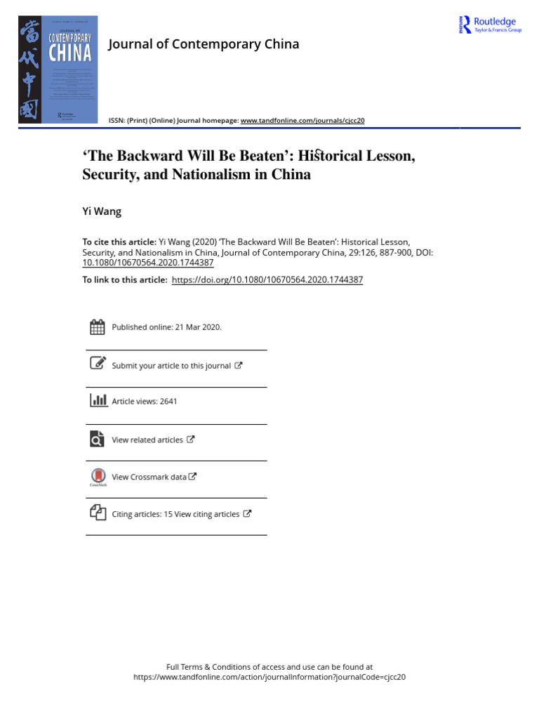 The Backward Will Be Beaten Historical Lesson Security and Nationalism ...