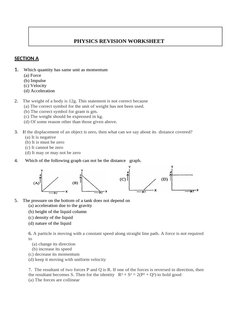 GR 11 Final Revision Worksheet | PDF | Force | Velocity