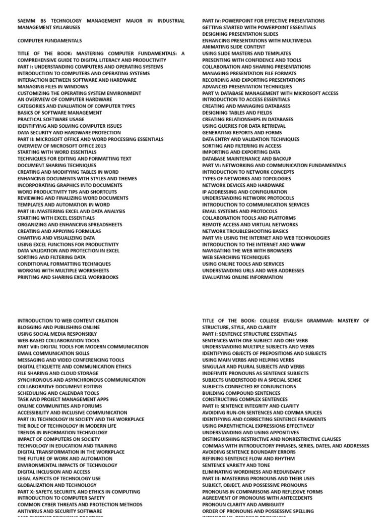 Saemm Bs Technology Management Major in Industrial Management ...