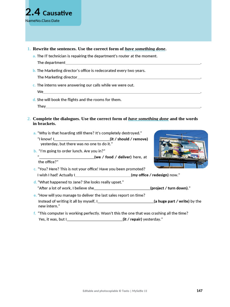 Standard Grammar U2.4 Causative | PDF