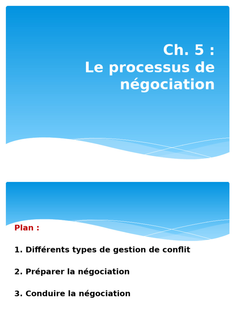 PRESENTATION COURS 5 Procesus de Négociation Année 2021 | PDF | Négociation | Médiation
