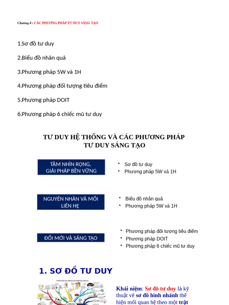 2.chuong 4 Tu Duy Sang Tao-Mind Map, Cause-Effect Diagram, 5W1H | PDF