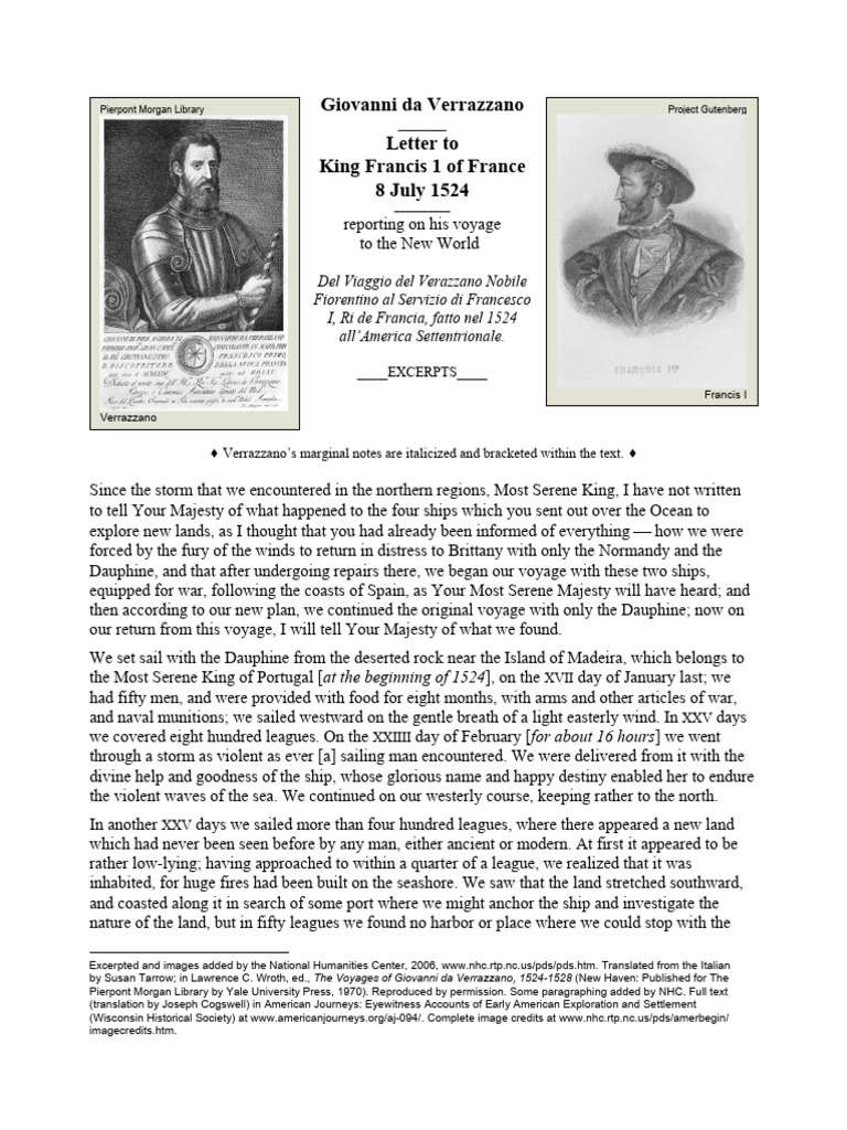 Verrazzano's 1524 Letter to Francis I | PDF | Legume