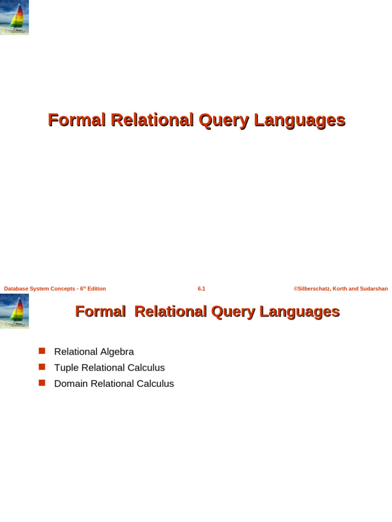 L07-Formal Relational Query Languages | PDF | Relational Model | Data Management