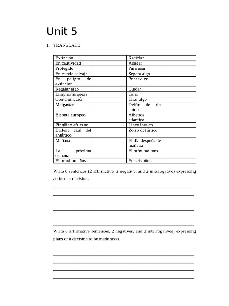 Vocabulario y Ejercicios de Decisiones | PDF
