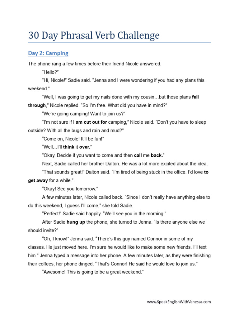 Day 2 - 30 Day Phrasal Verb Challenge | PDF