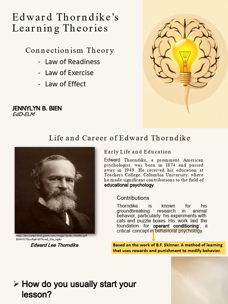 Edward Thorndikes Connectionism Theory - Bien Jennylyn | PDF ...