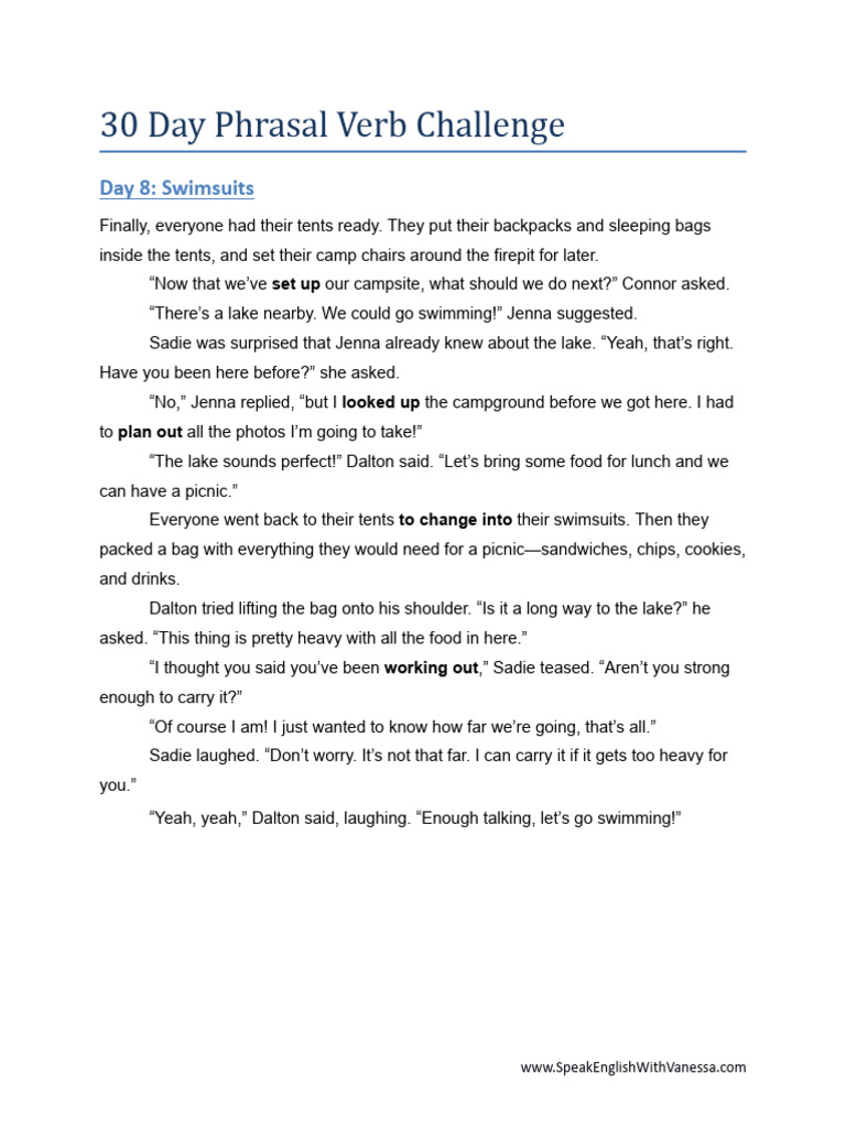 Day 8 - 30 Day Phrasal Verb Challenge | PDF