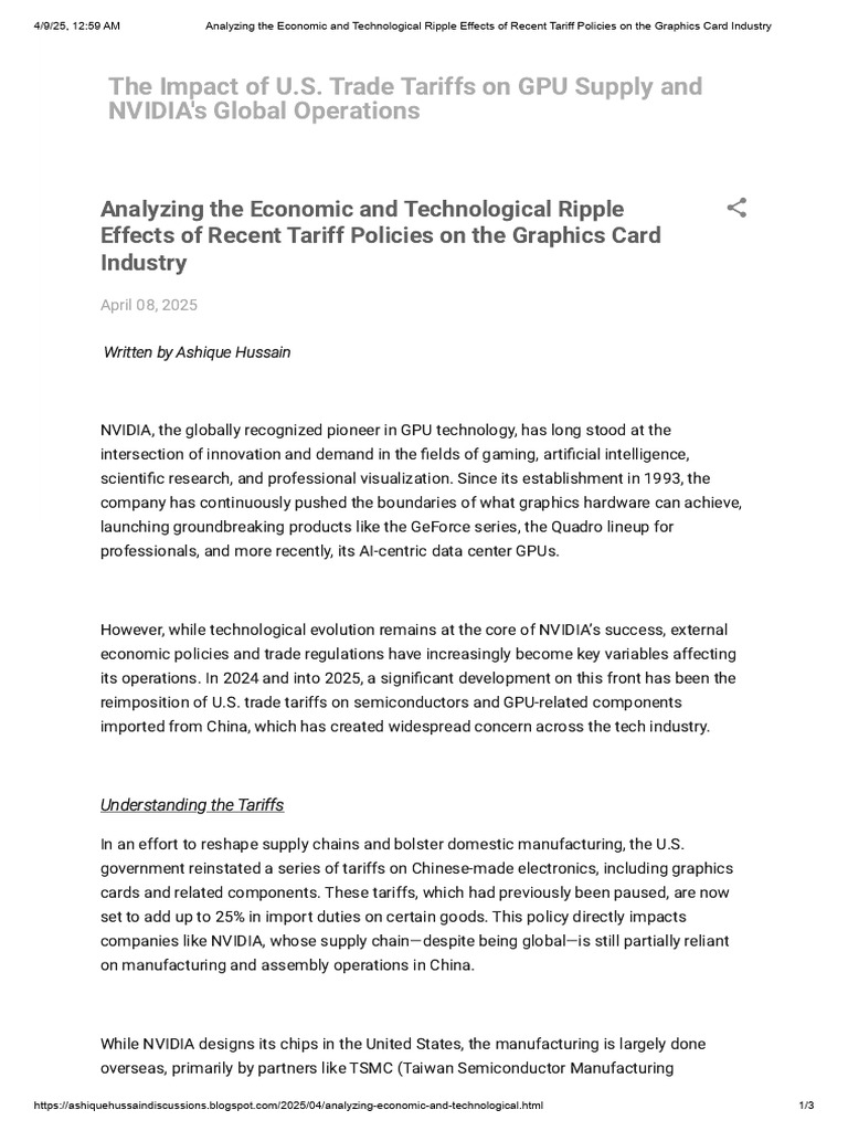 Analyzing the Economic and Technological Ripple Effects of Recent ...