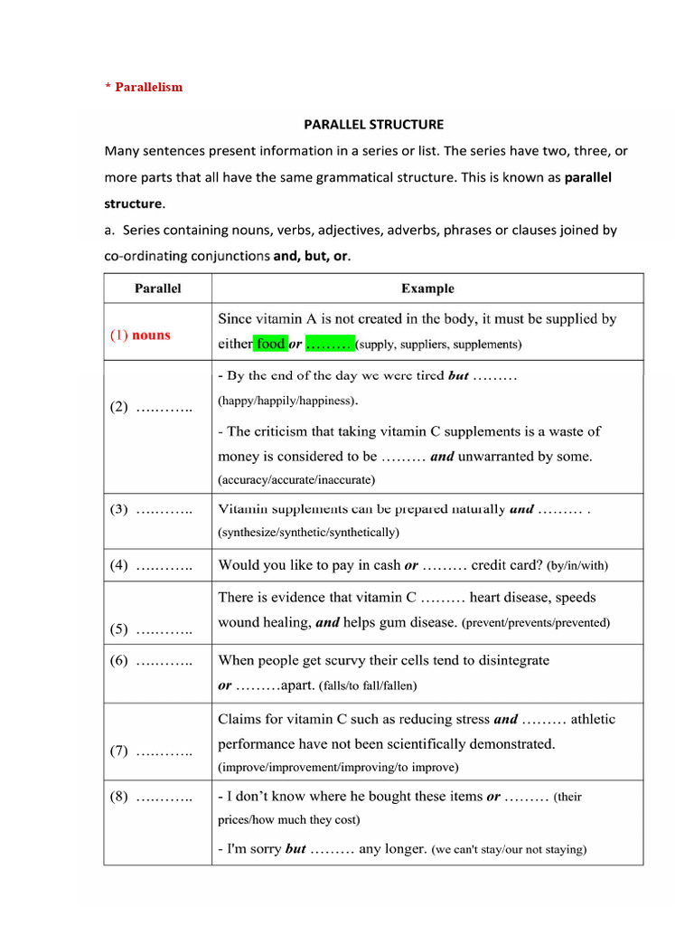 1 Parallelism - Parallel structure | PDF