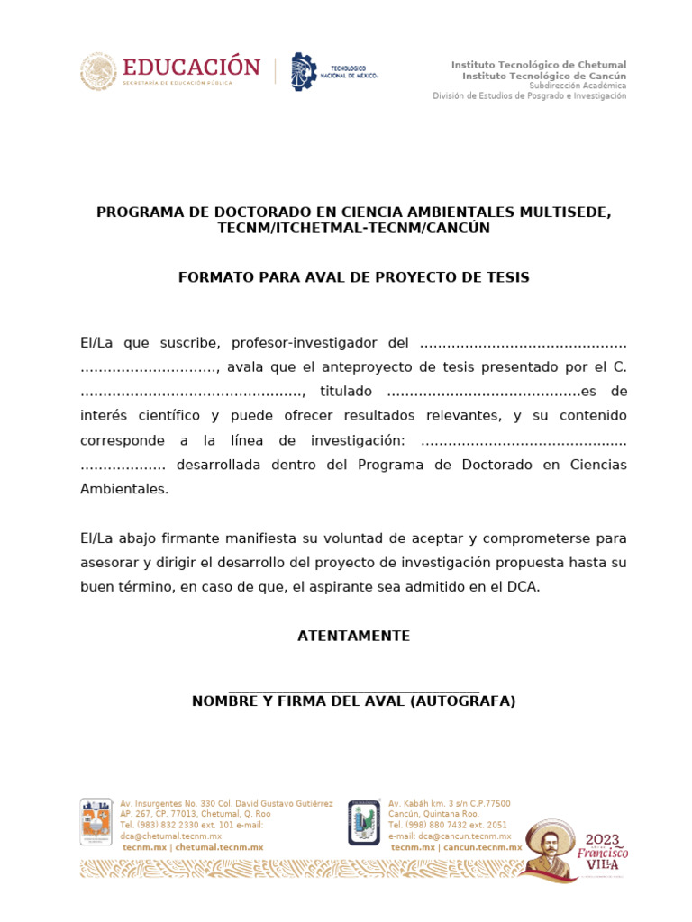 carta-aval-2023 | PDF | Investigación | Educación de posgrado