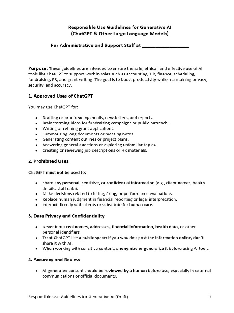 Responsible AI Use Guidelines For Charitable Organizations | PDF ...