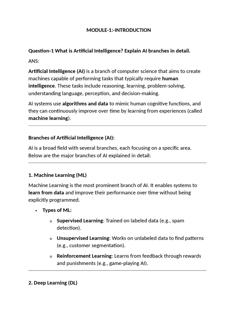 Aiml 1,2,3,5 | PDF | Artificial Intelligence | Intelligence (AI) & Semantics