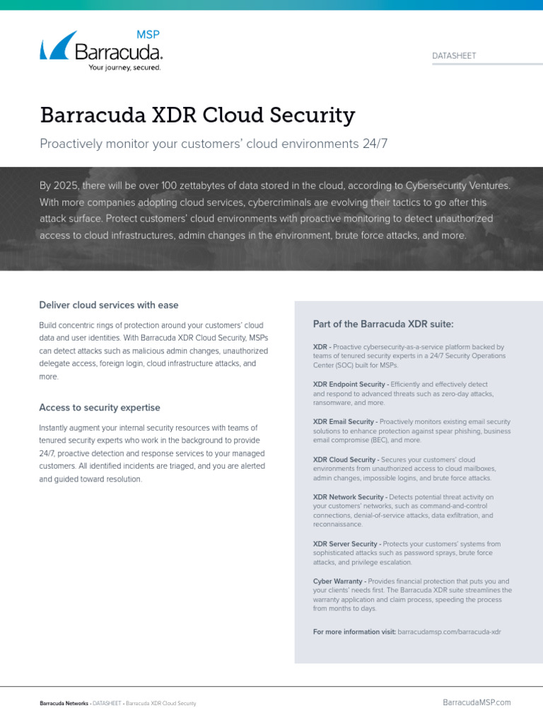 DS-Barracuda-XDR-Cloud-Security | PDF | Security | Computer Security