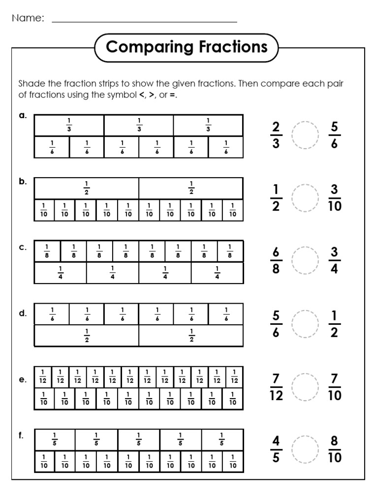 Comparing Fractions Tape Diagrams - QWERT | PDF