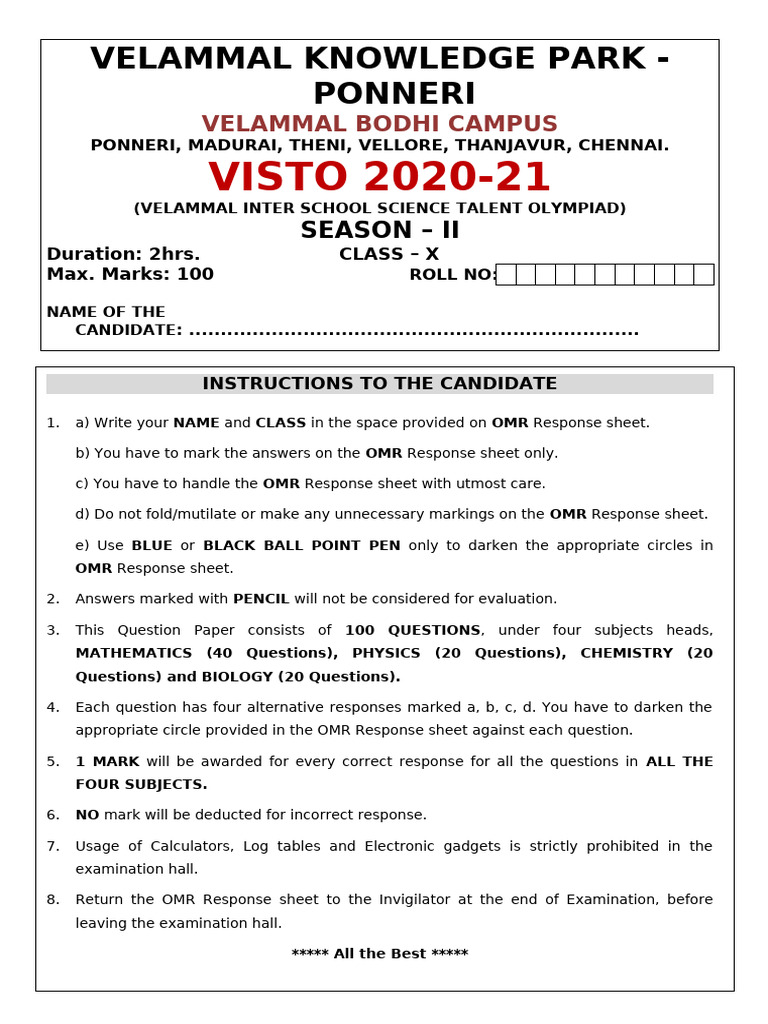 Visto 2021 Season Ii QP X | PDF | Area | Sexual Reproduction