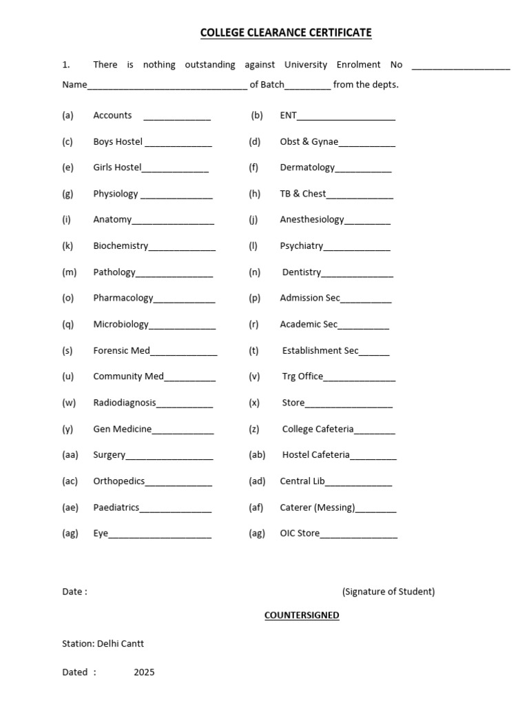 College Clearance Certificate Template | PDF