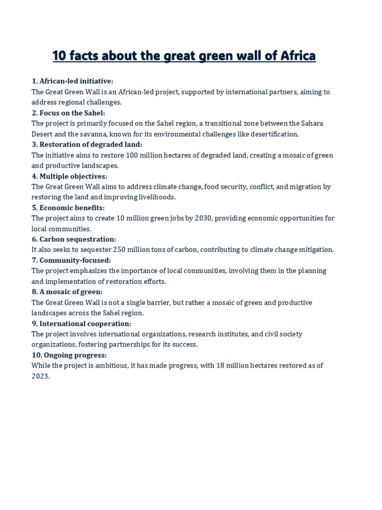 10 Facts About The Great Green Wall of Africa1 | PDF
