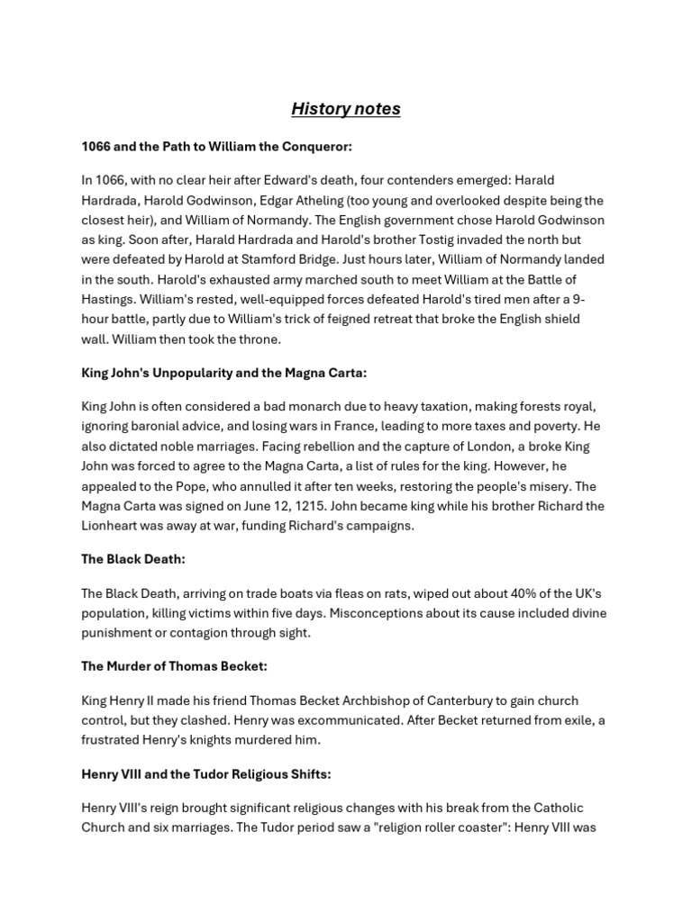 History Facts For Year 7 | PDF