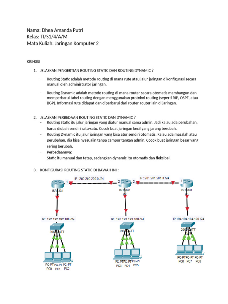 Perbedaan Routing Static dan Dynamic | PDF