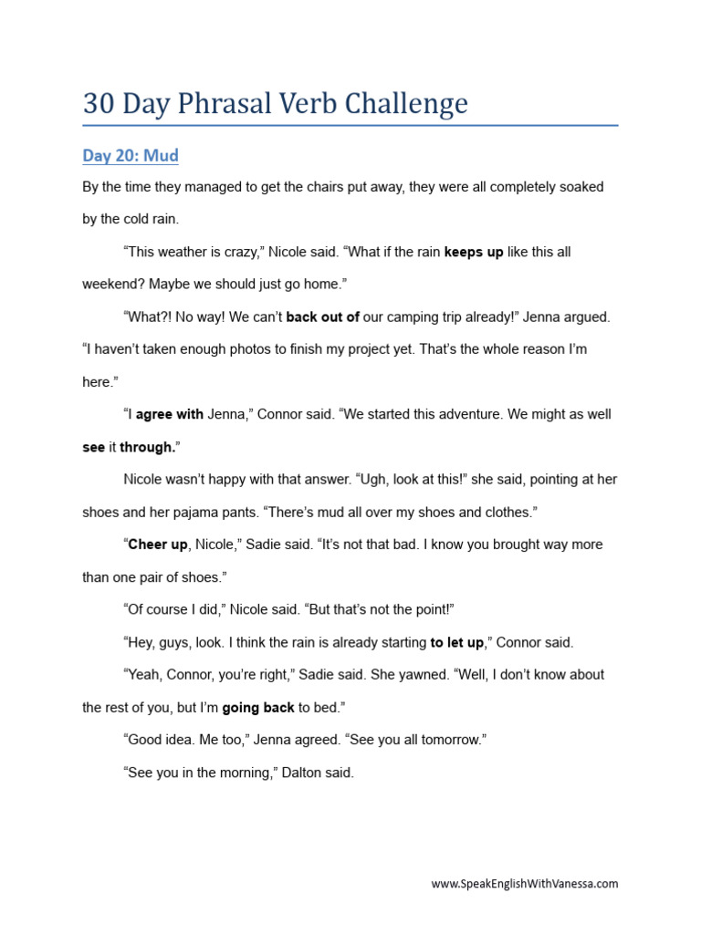 30-Day Phrasal Verb Challenge: Day 20 | PDF