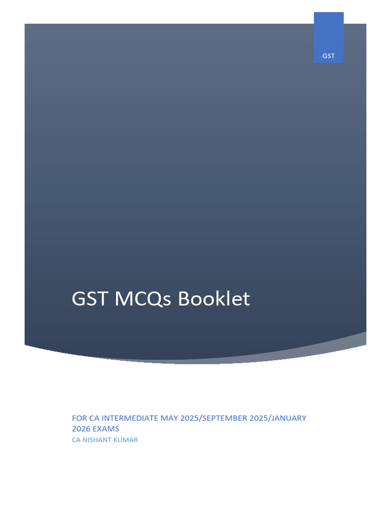 GST MCQ Booklet | PDF | Excise | Taxation