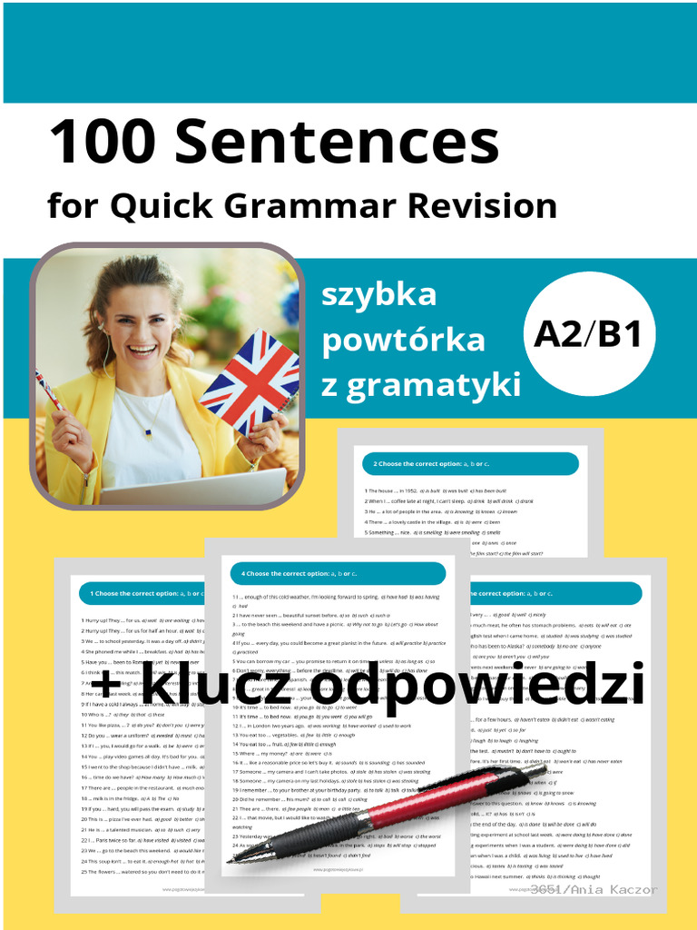 100 Grammar Revision Sentences A2/B1 | PDF